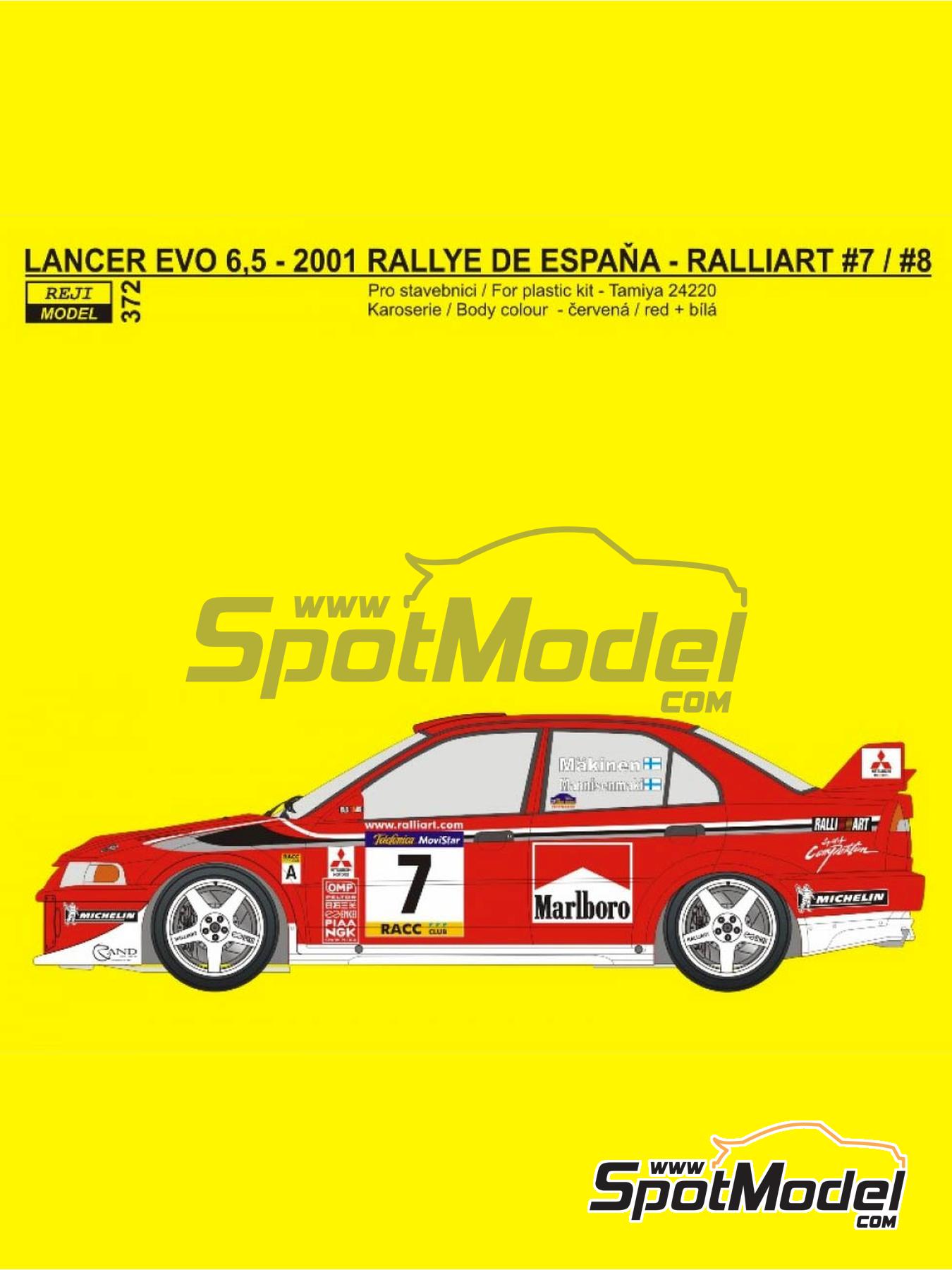 Reji Model 0372: Marking / livery 1/24 scale - Mitsubishi Lancer EVO 6.5 Group A Ralliart Team ...